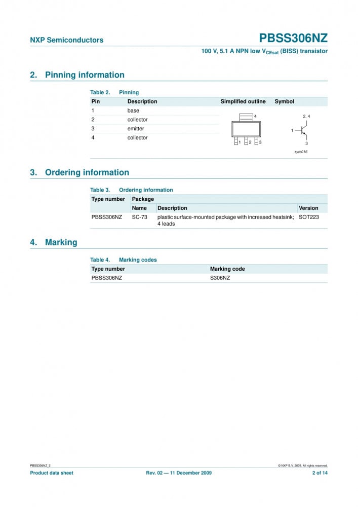 PBSS306NZ datasheet page 3
