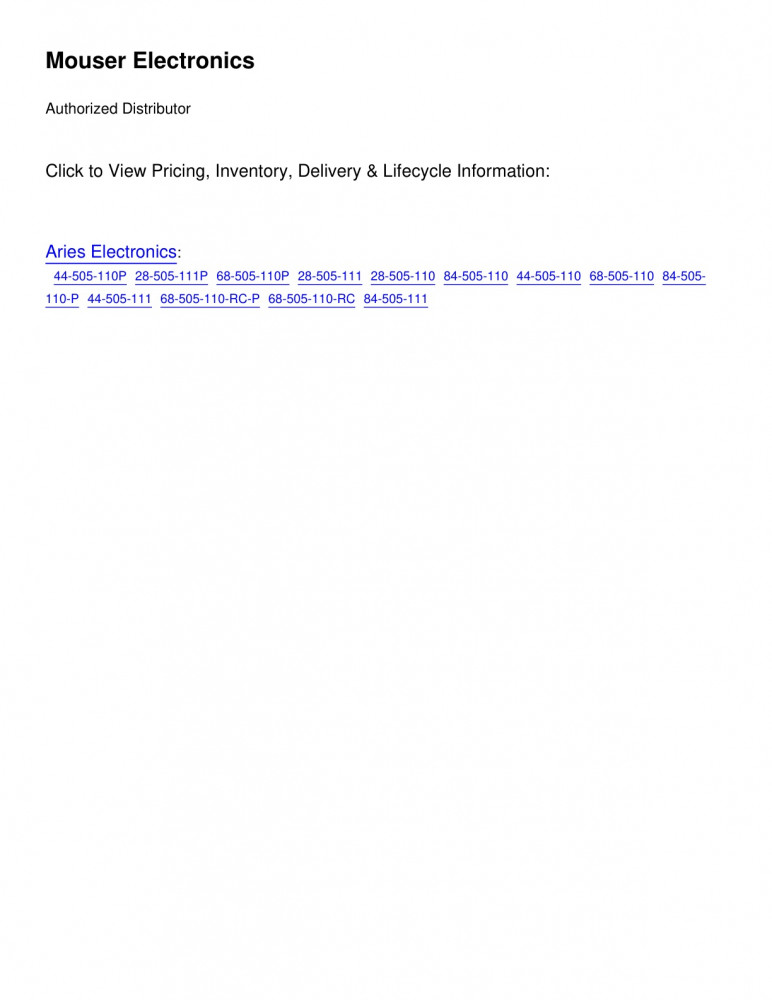 Aries Series 505 ordering and dimensional information