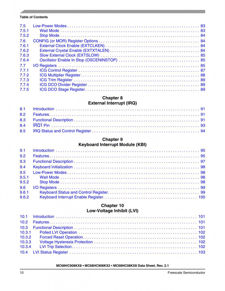 MC908KX8 datasheet page 10