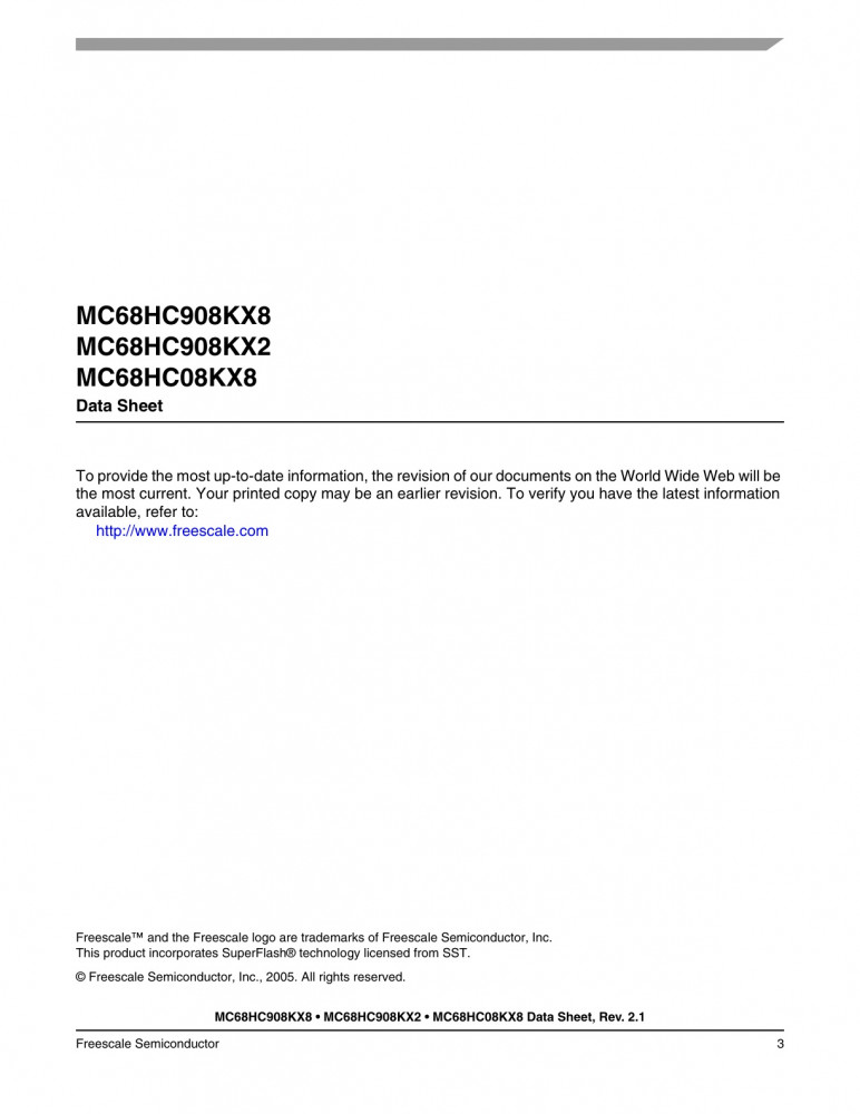 MC908KX8 datasheet page 3