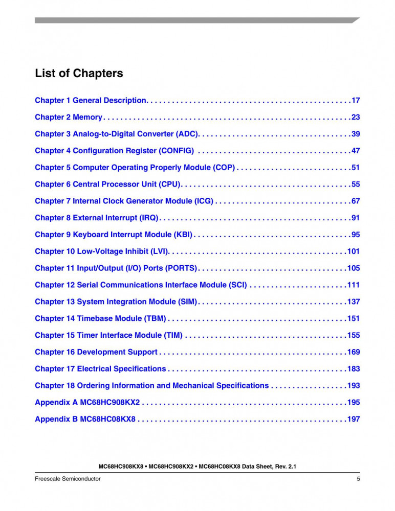 MC908KX8 datasheet page 5