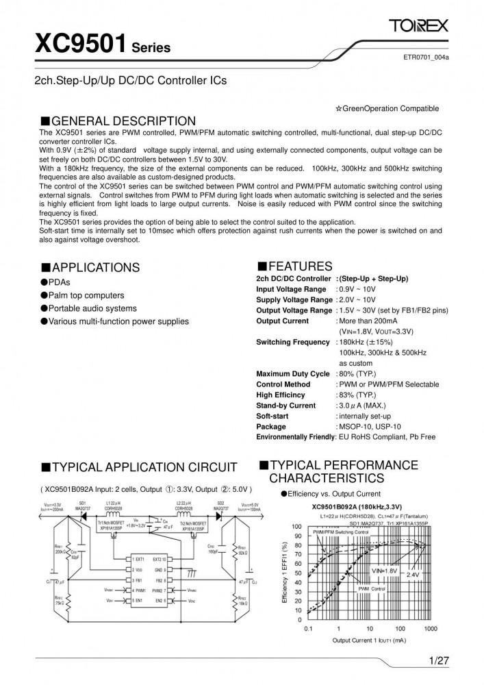 XC9501 technical document page 1
