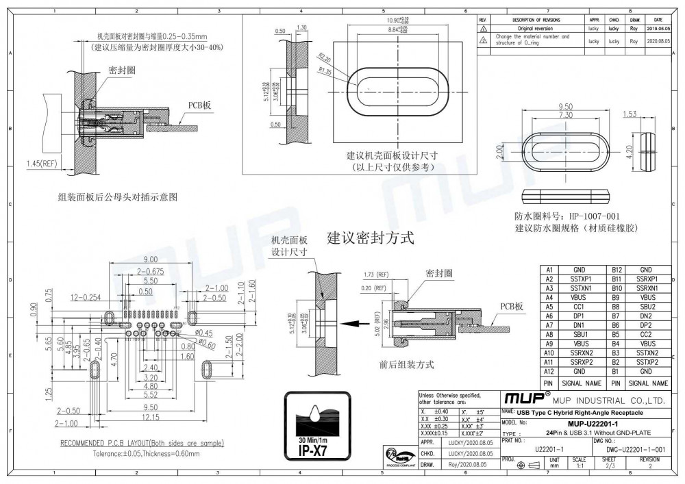 MUP-U22201-1 Waterproof O-ring document