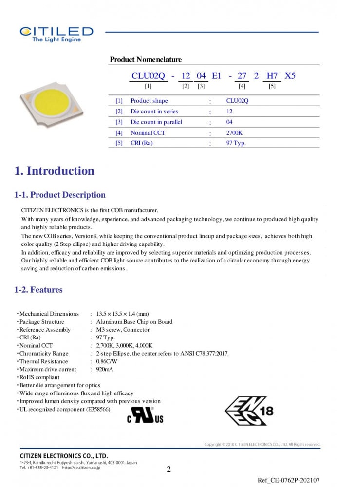 CITILED COB datasheet page 2