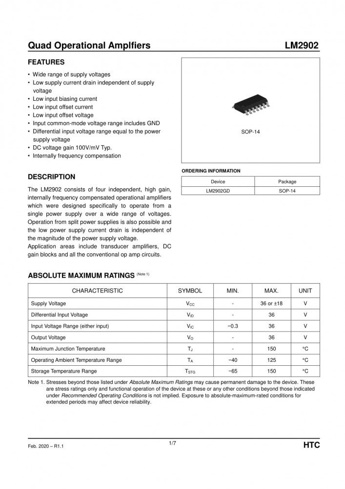 LM2902GD datasheet page 1