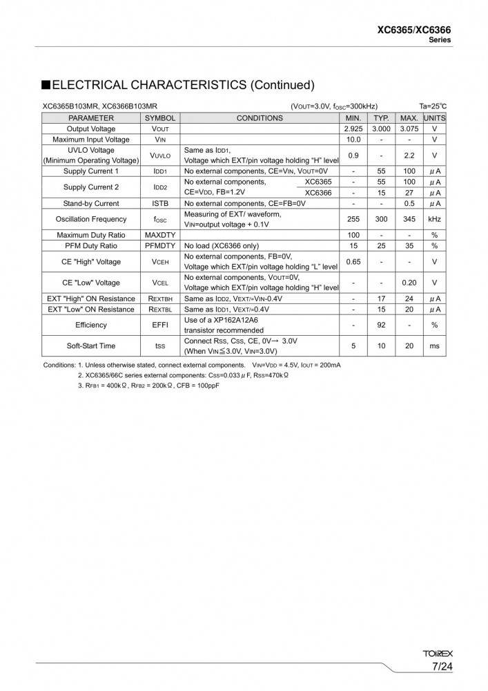 XC6366B103MR-G datasheet page 7