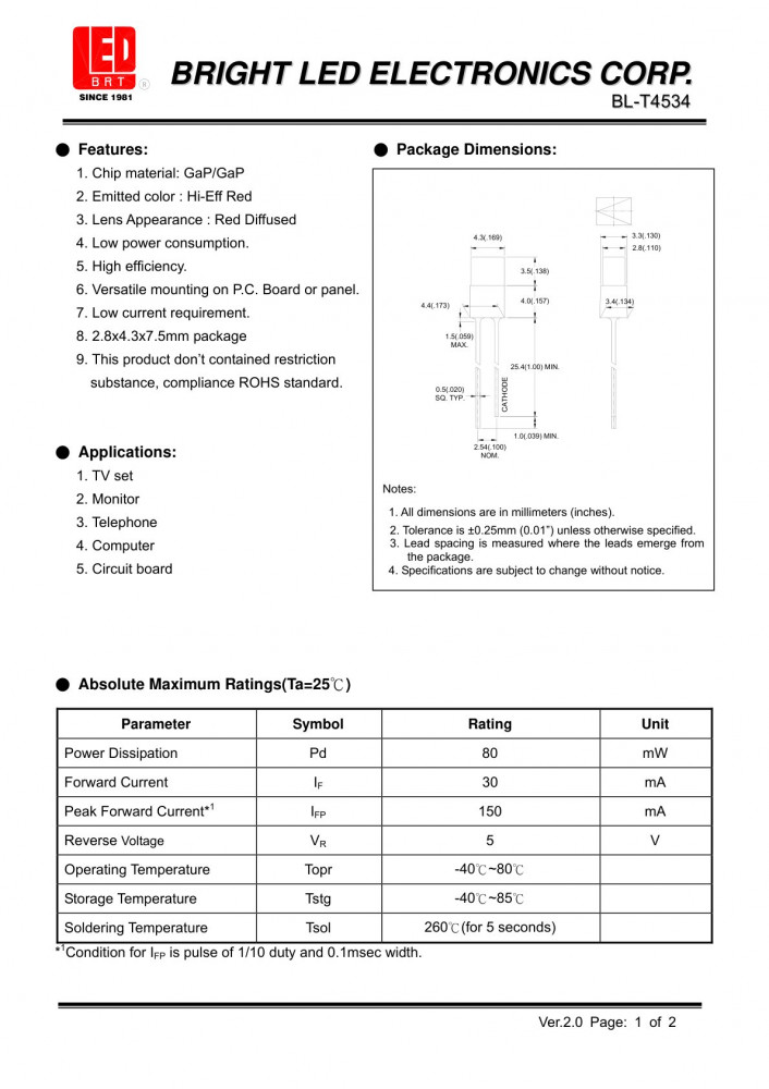 BL-T4534 datasheet page 1
