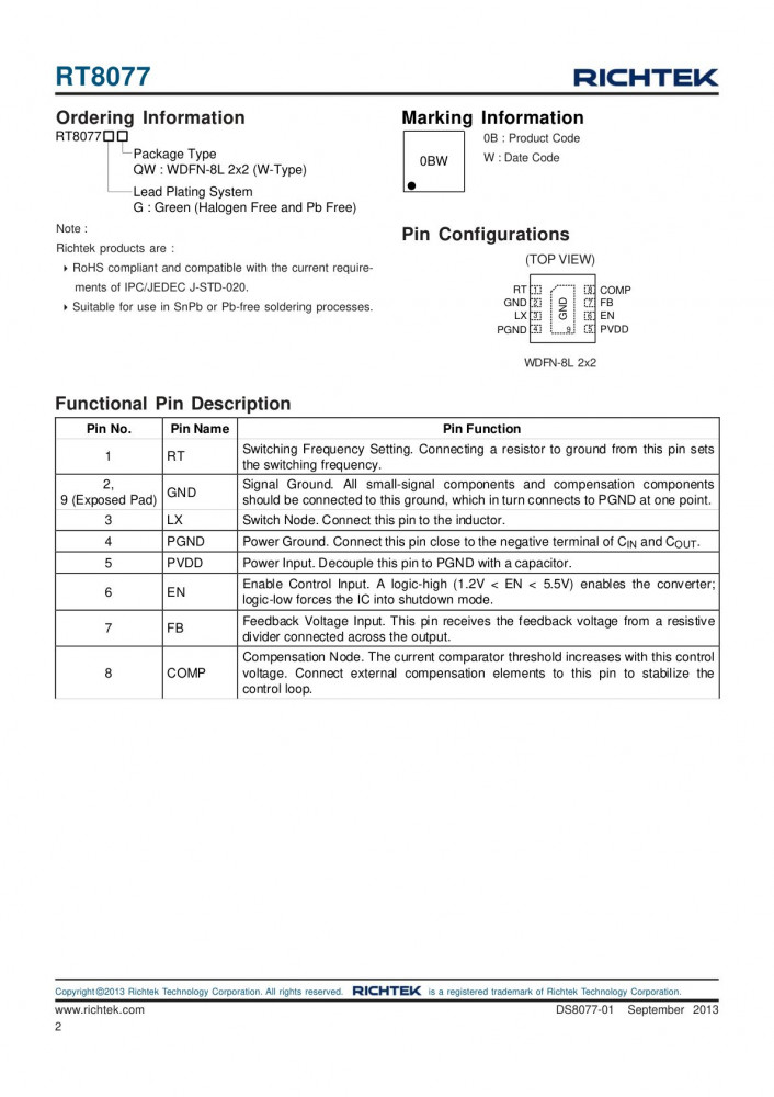 RT8077 datasheet page 2