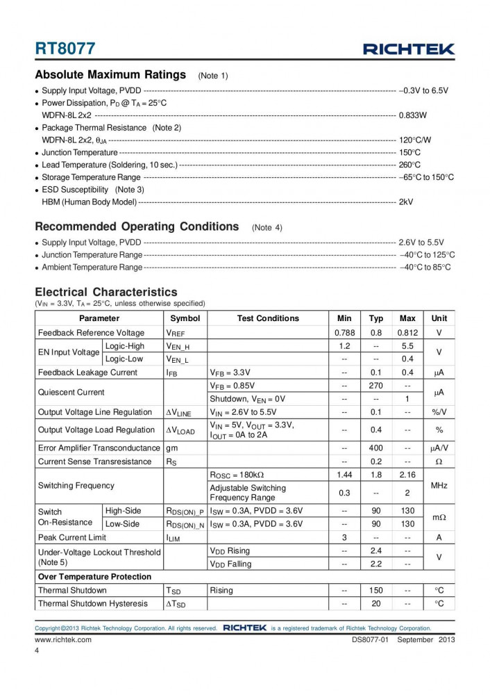 RT8077 datasheet page 4