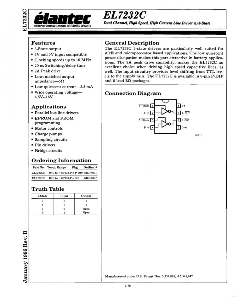 EL7232CS datasheet page 1