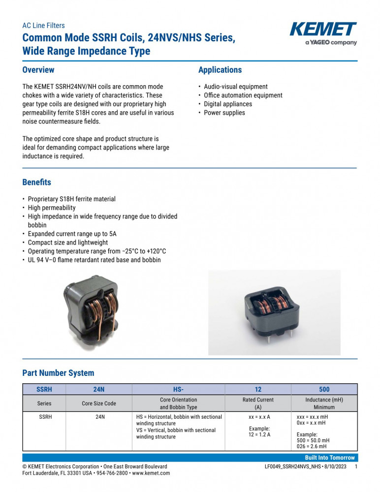 KEMET SSRH24NVS-40059 document page 1