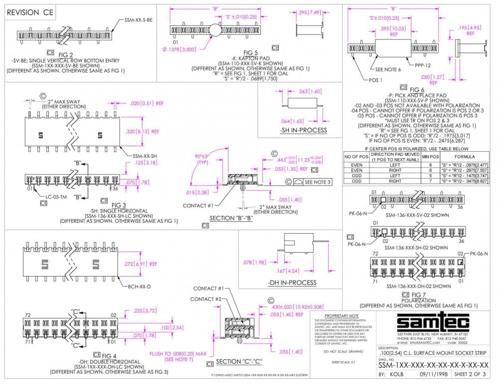 Samtec SSM series drawing page 2