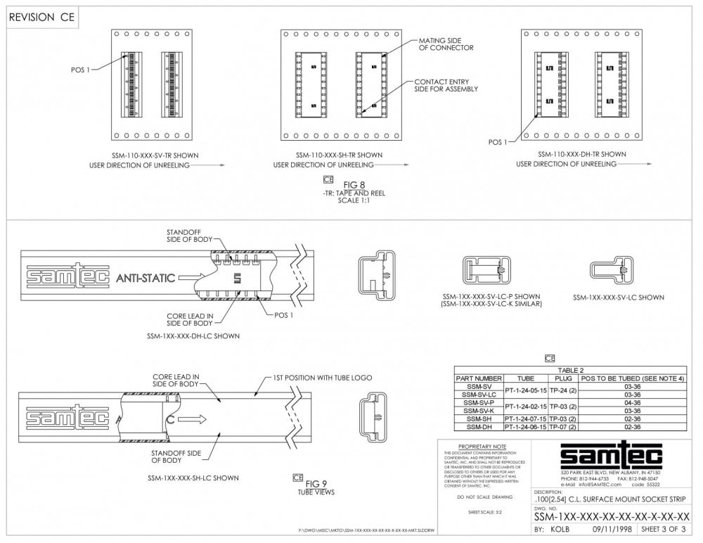 Samtec SSM series drawing page 3