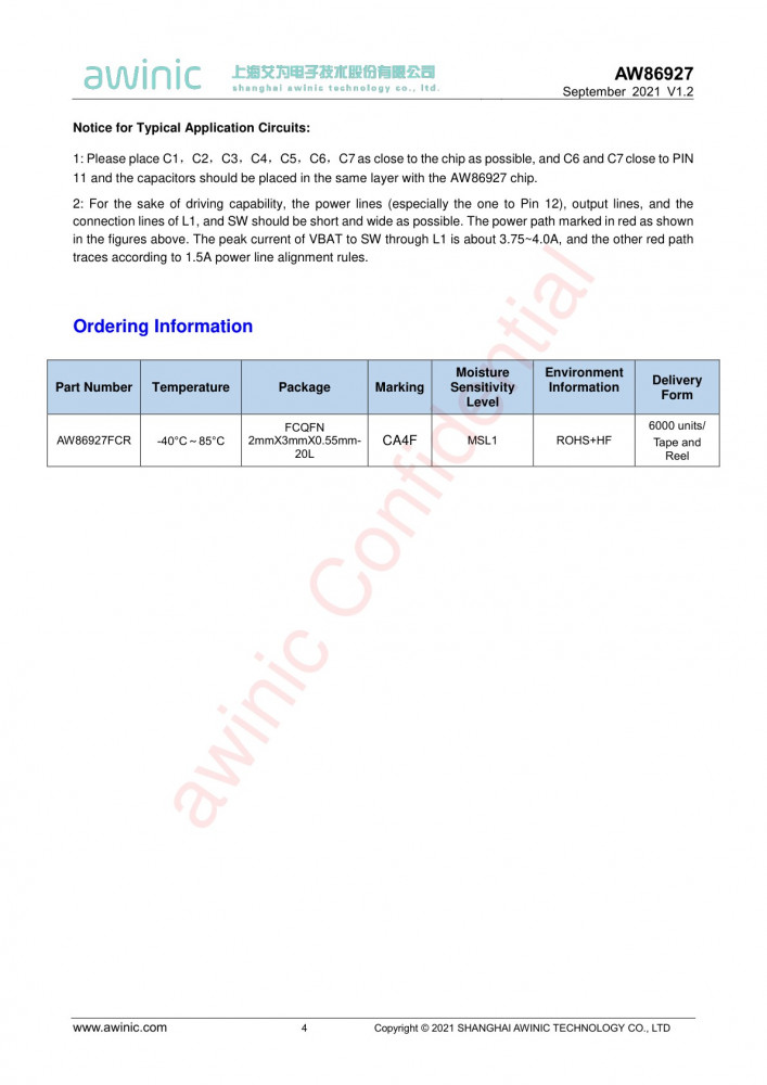 AW86927FCR datasheet page 4