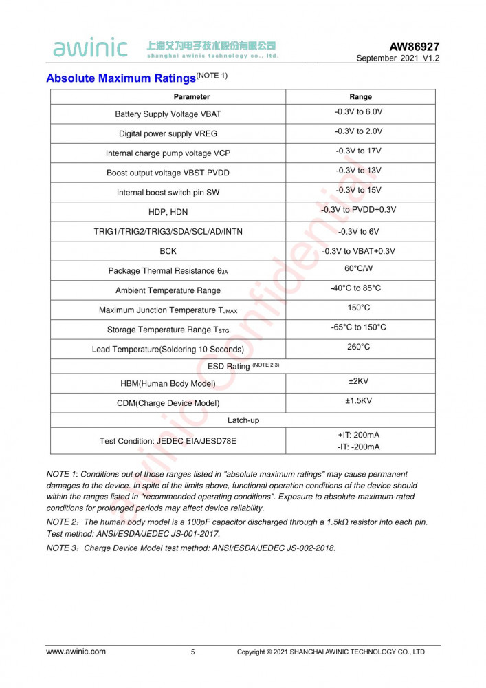 AW86927FCR datasheet page 5