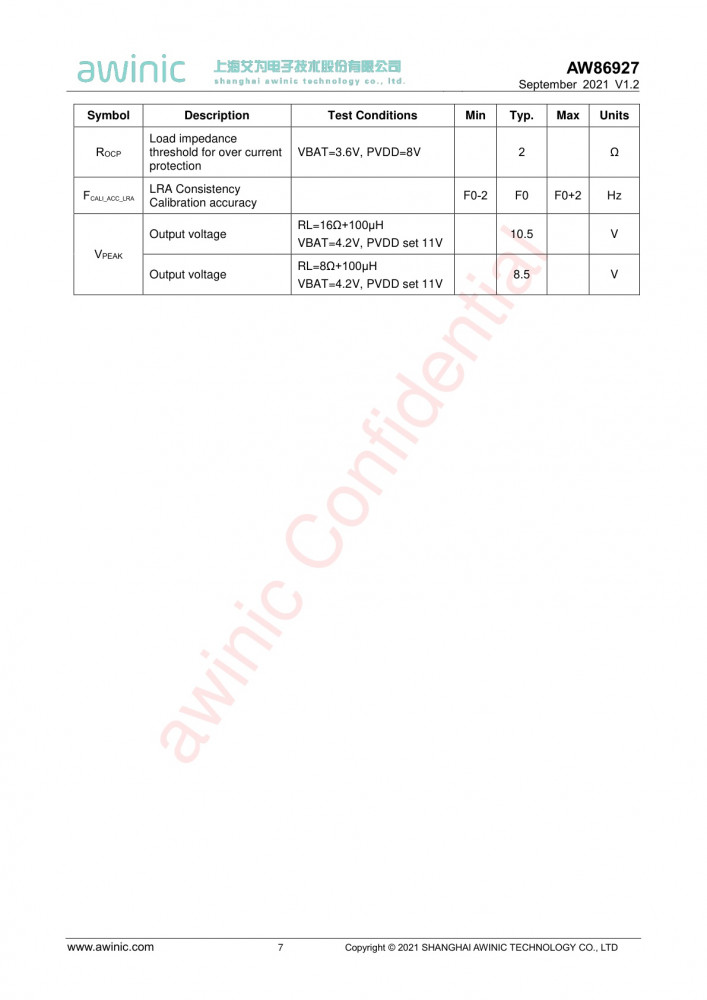AW86927FCR datasheet page 7