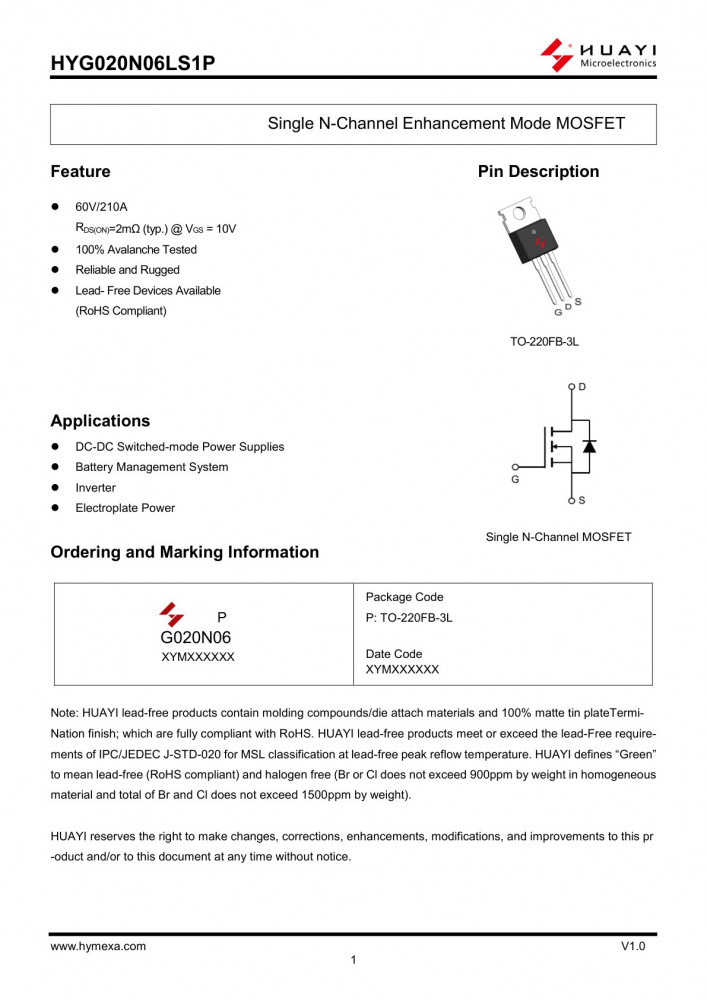 HYG020N06LS1P datasheet page 1