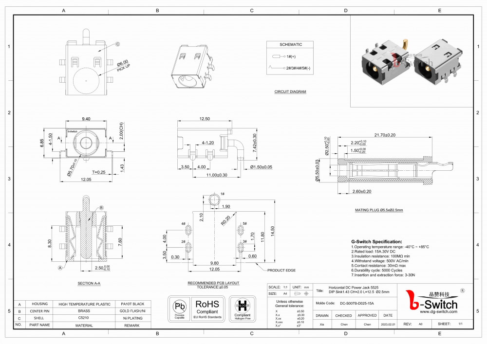 G-Switch DC-S007B-D025-15A technical document preview