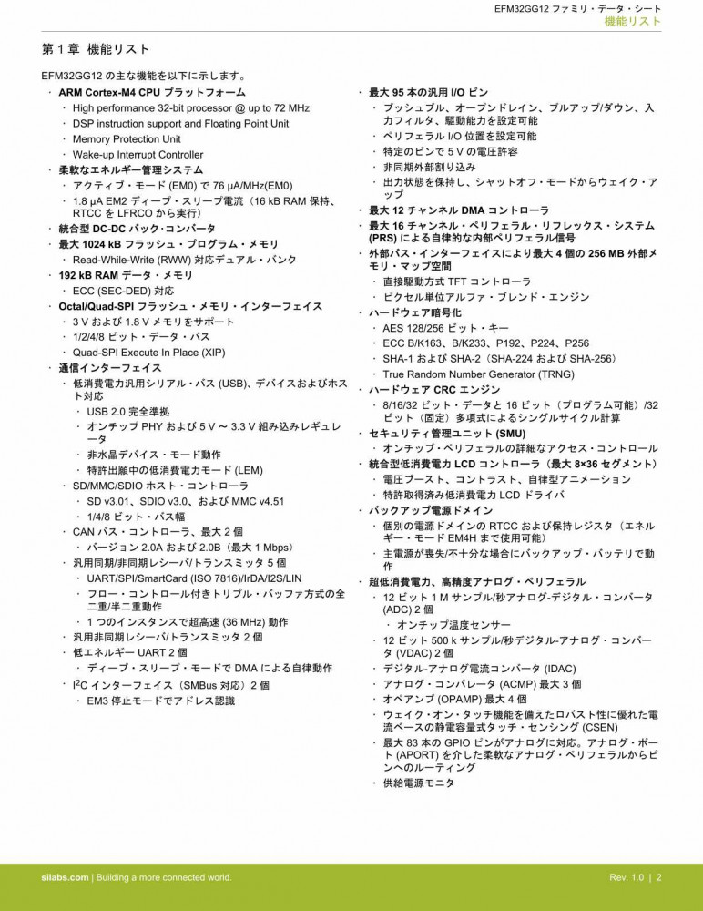 EFM32GG12 datasheet page 2