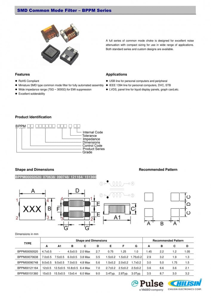 Chilisin BPPM series datasheet page 1