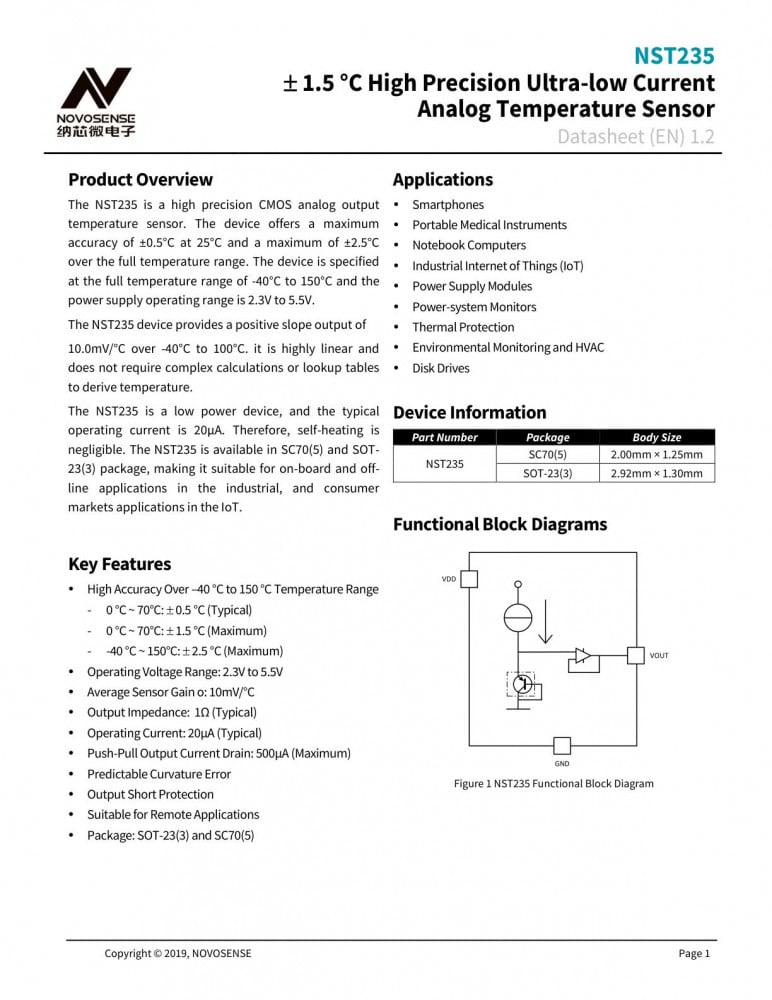 NST235 datasheet page 1