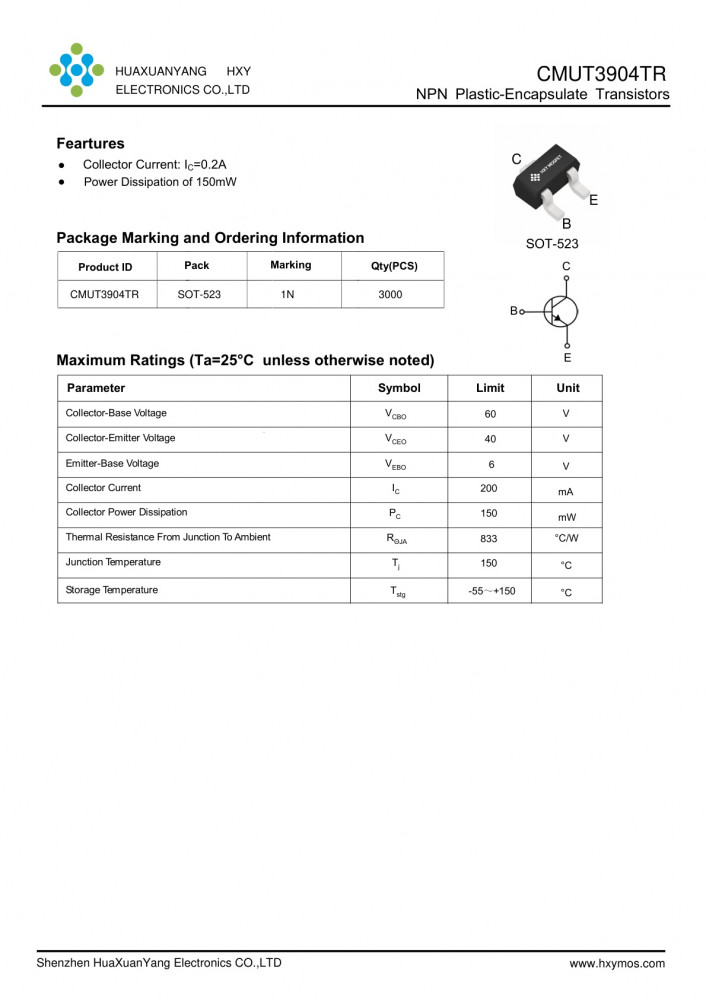 CMUT3904TR-HXY datasheet page 1