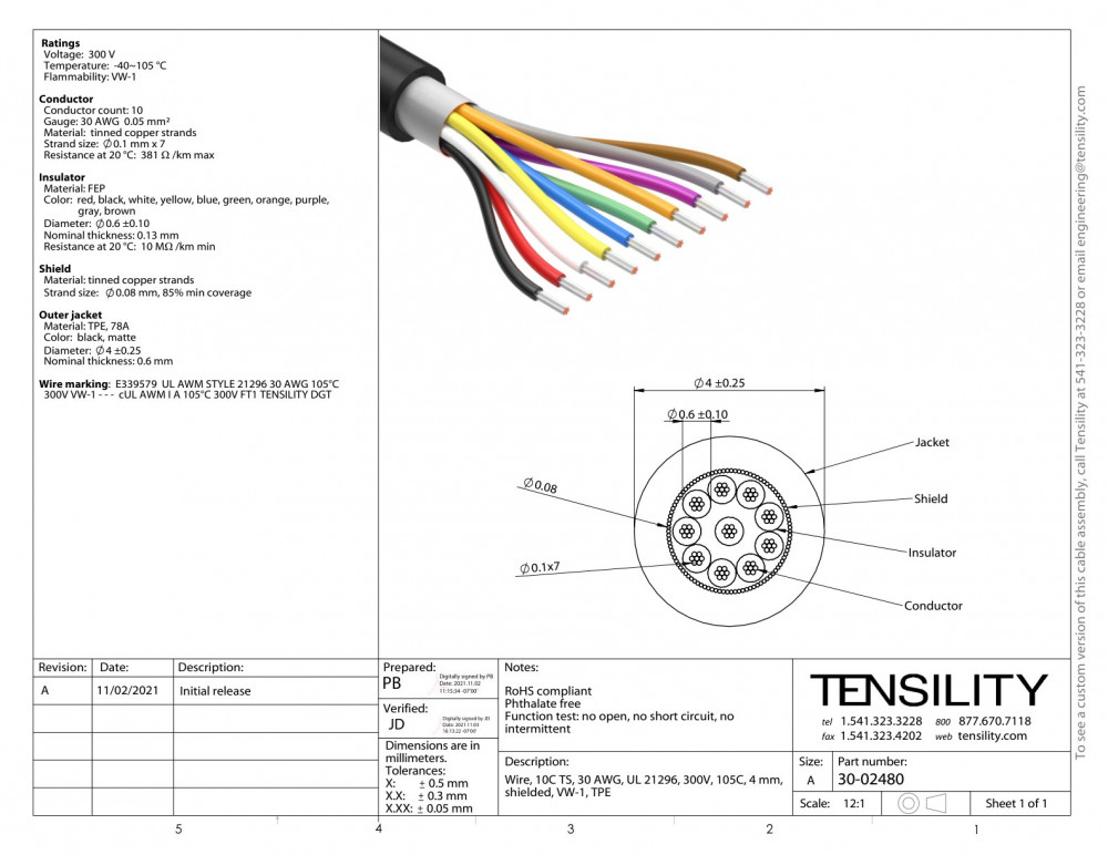 Tensility International 30-02480 product drawing