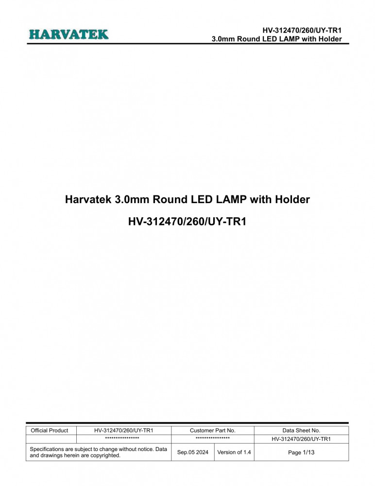 HV-312470/260/UY-TR1 datasheet page 1