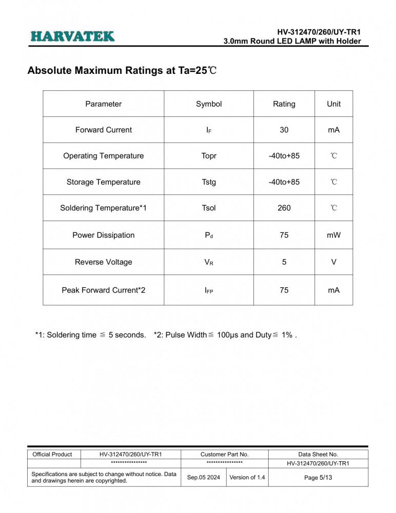 HV-312470/260/UY-TR1 datasheet page 5