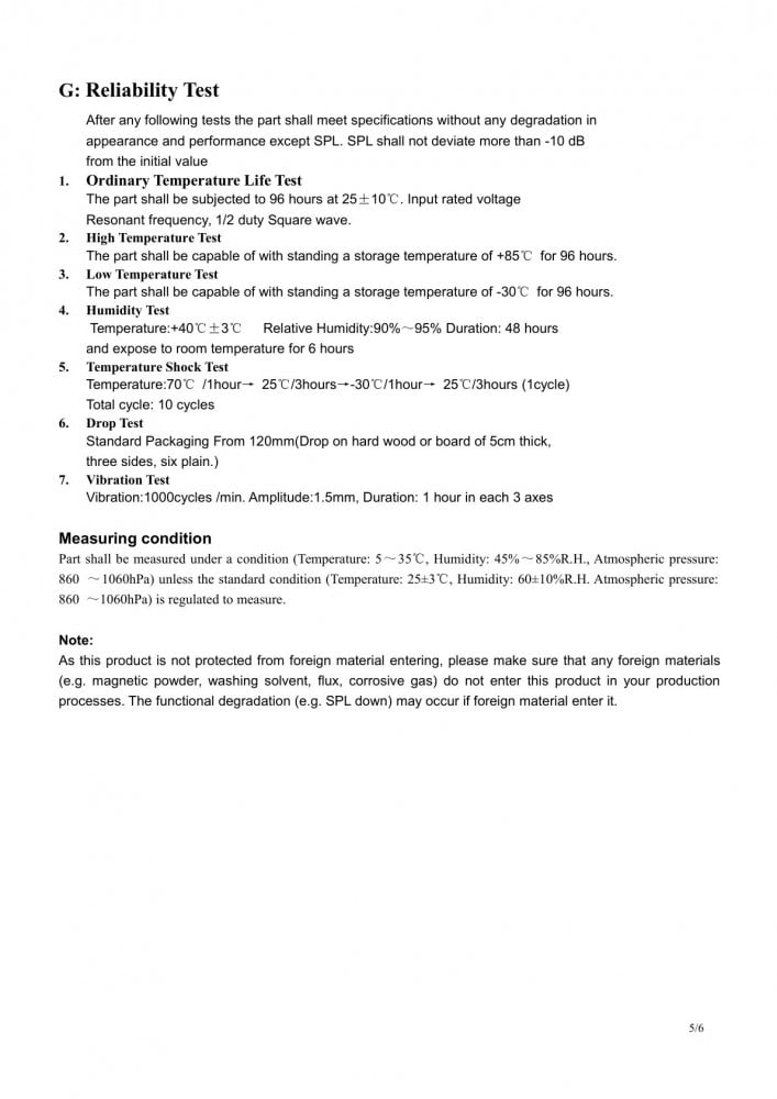 GSD9605YB-3V2800 specification page 5