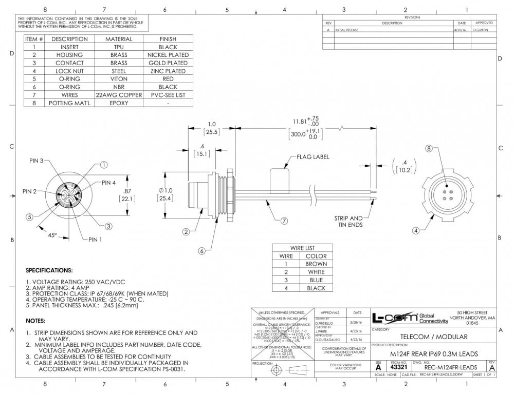 REC-M124FR-LEADS technical drawing