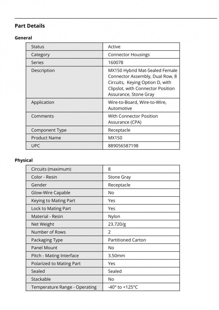 Product document image 2 for MOLEX 1600783019