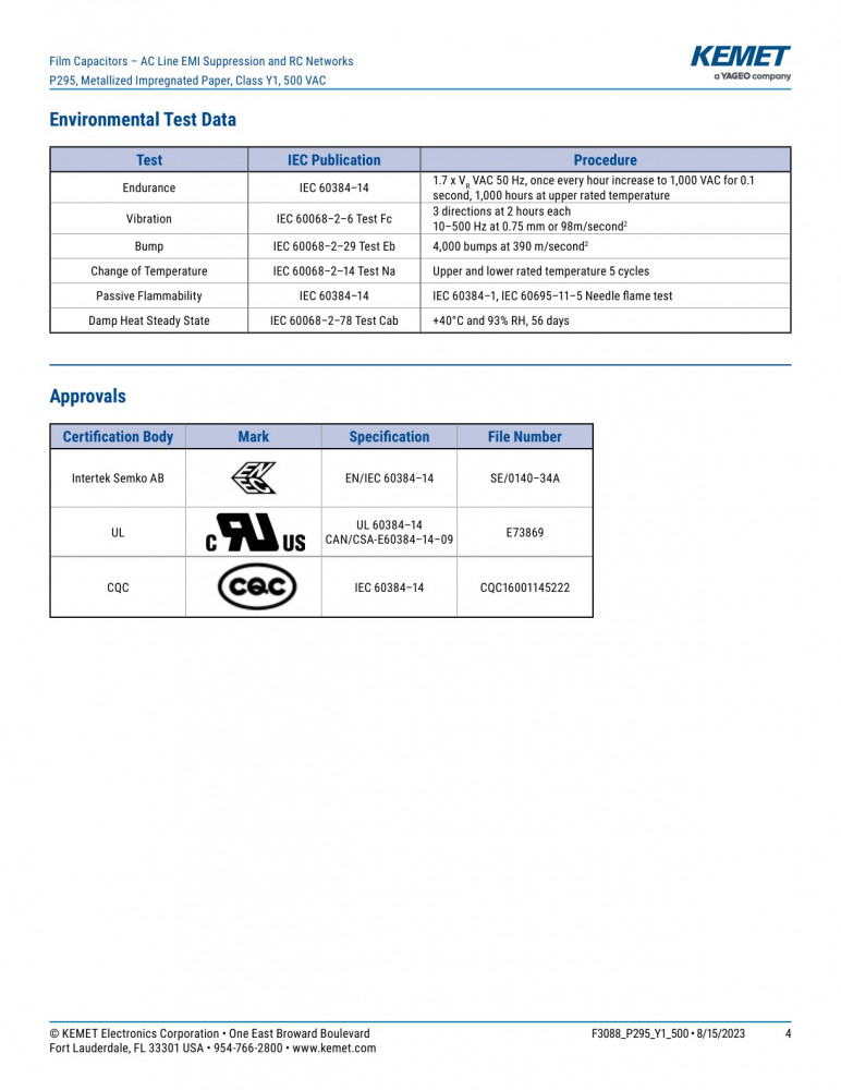 KEMET P295 datasheet page 4