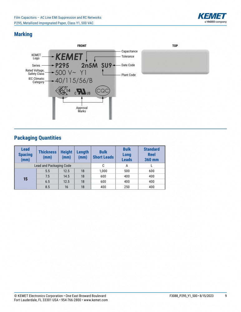 KEMET P295 datasheet page 9