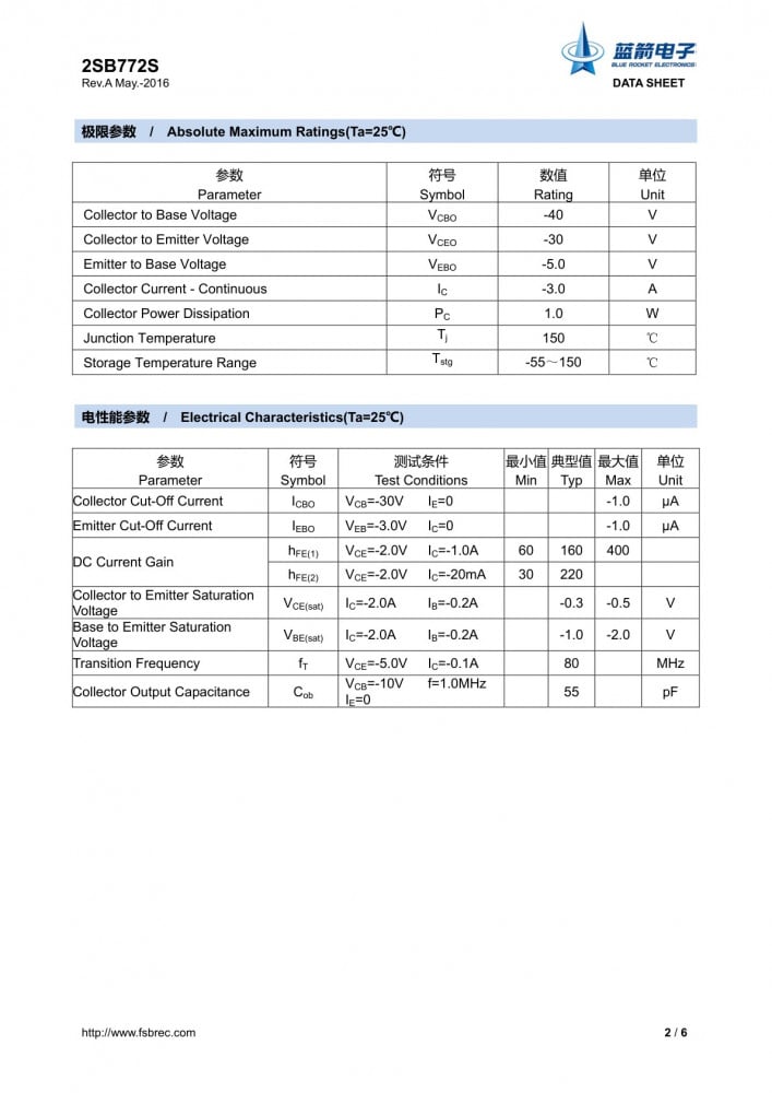 2SB772S-P datasheet page 2