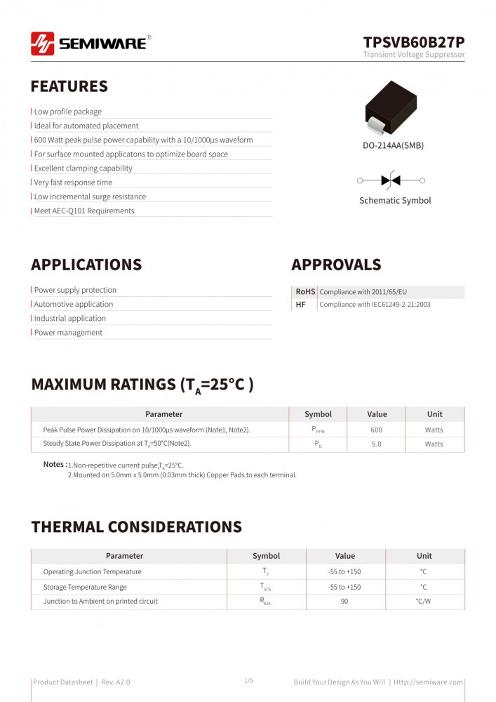 TPSVB60B27P datasheet page 1