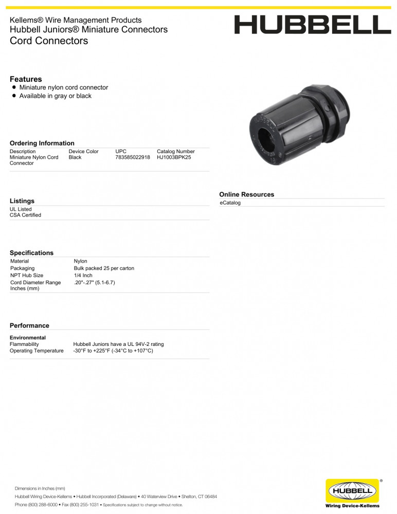 HJ1003BPK25 product documentation image