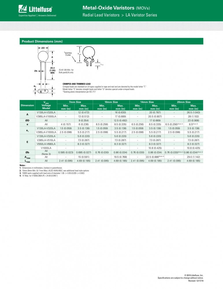 Littelfuse LA Series datasheet page 10
