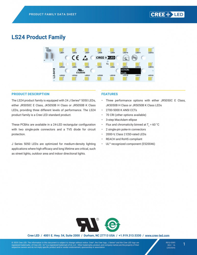 Cree LED LS24 technical document page 1