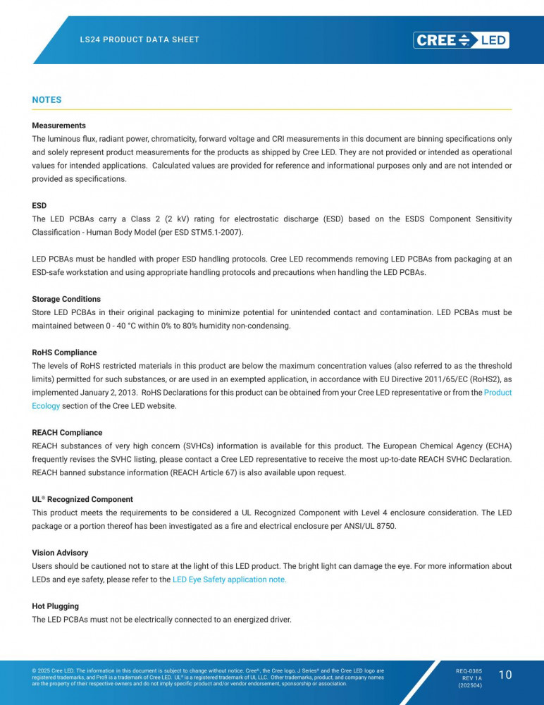 Cree LED LS24 technical document page 10