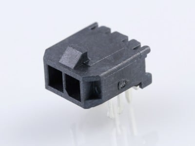 Micro-Fit 3.0 Right-Angle Header, 3.00mm Pitch, Single Row, 8 Circuits, with PCB Press-fit Metal Retention Clip, 0.38µm Gold Plating, Glow-Wire Capable, Black