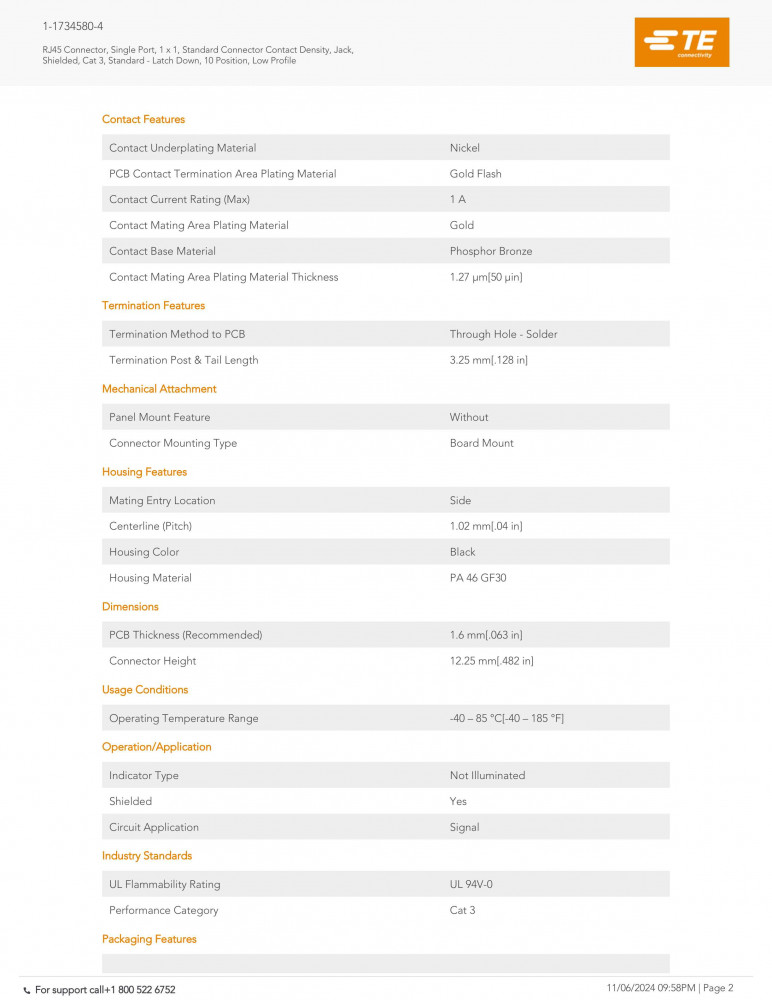 TE Connectivity 1-1734580-4 technical document page 2