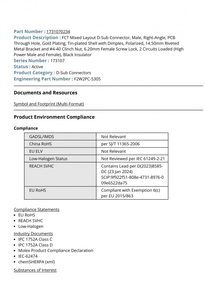 MOLEX 1731070234 document page 1