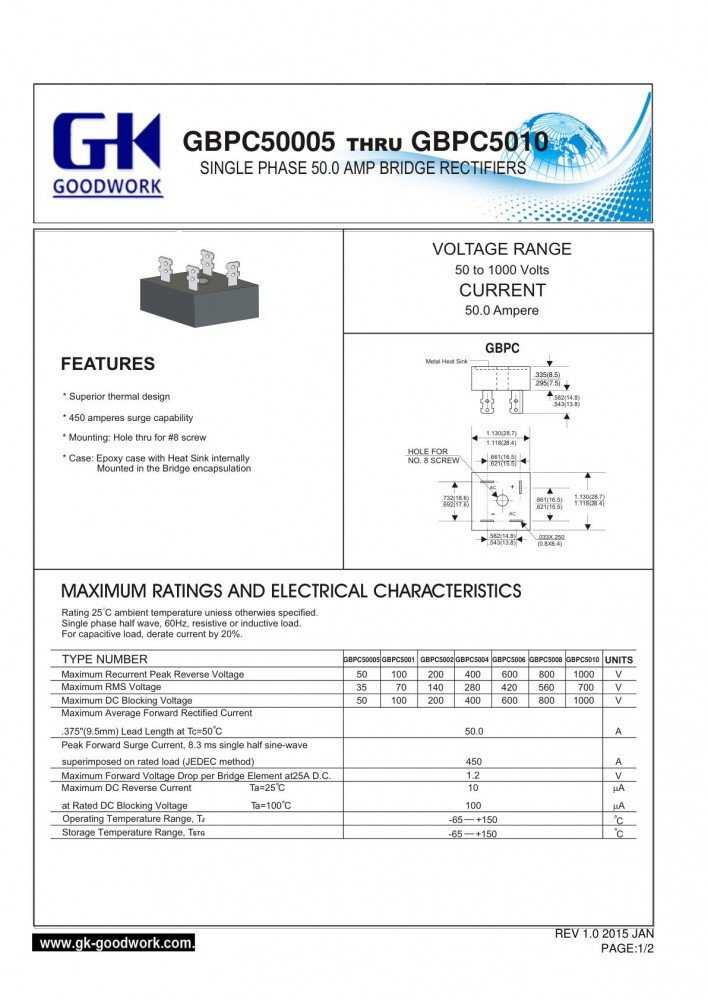 GBPC5010 datasheet page 1