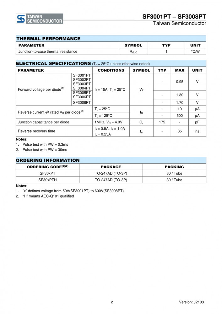 SF3004PT datasheet page 2