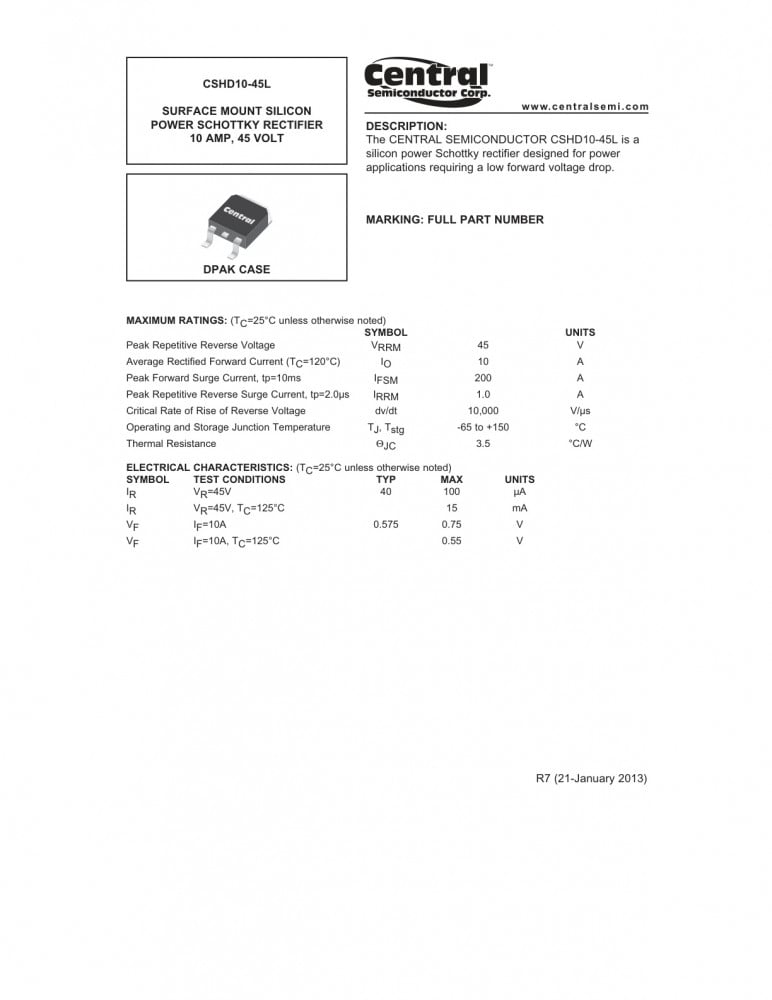 CSHD10-45L TR13 PBFREE datasheet page 1