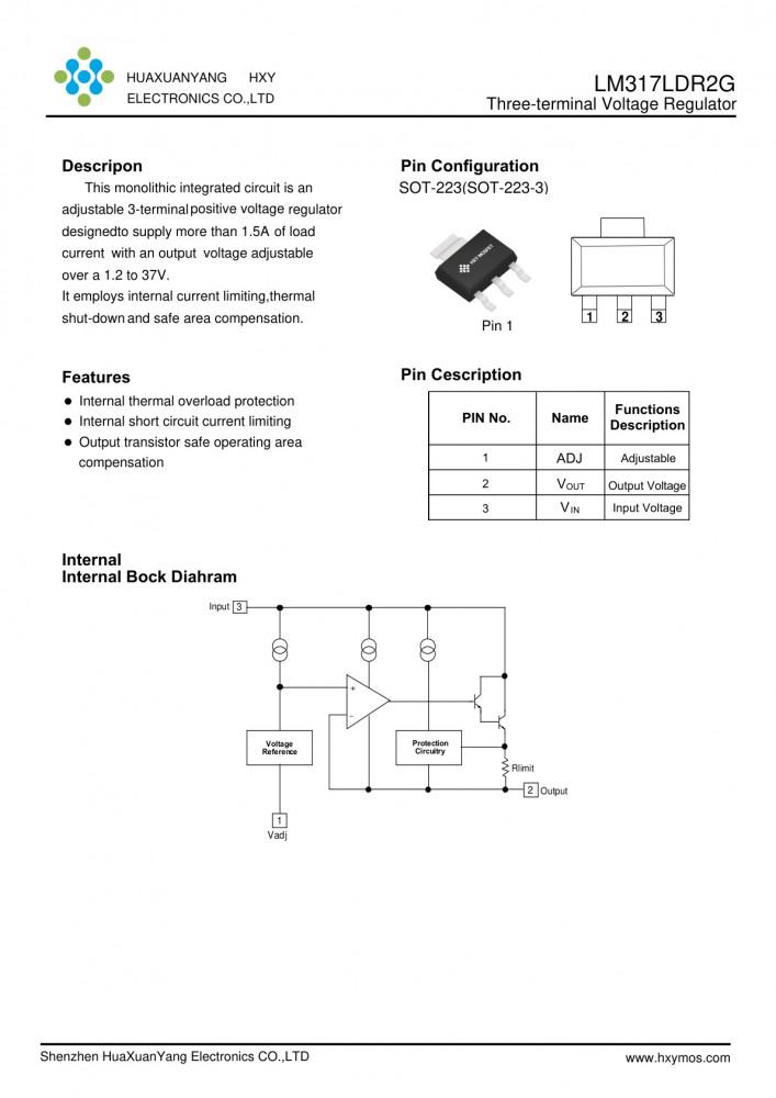 LM317DCYR-HXY technical document page 1
