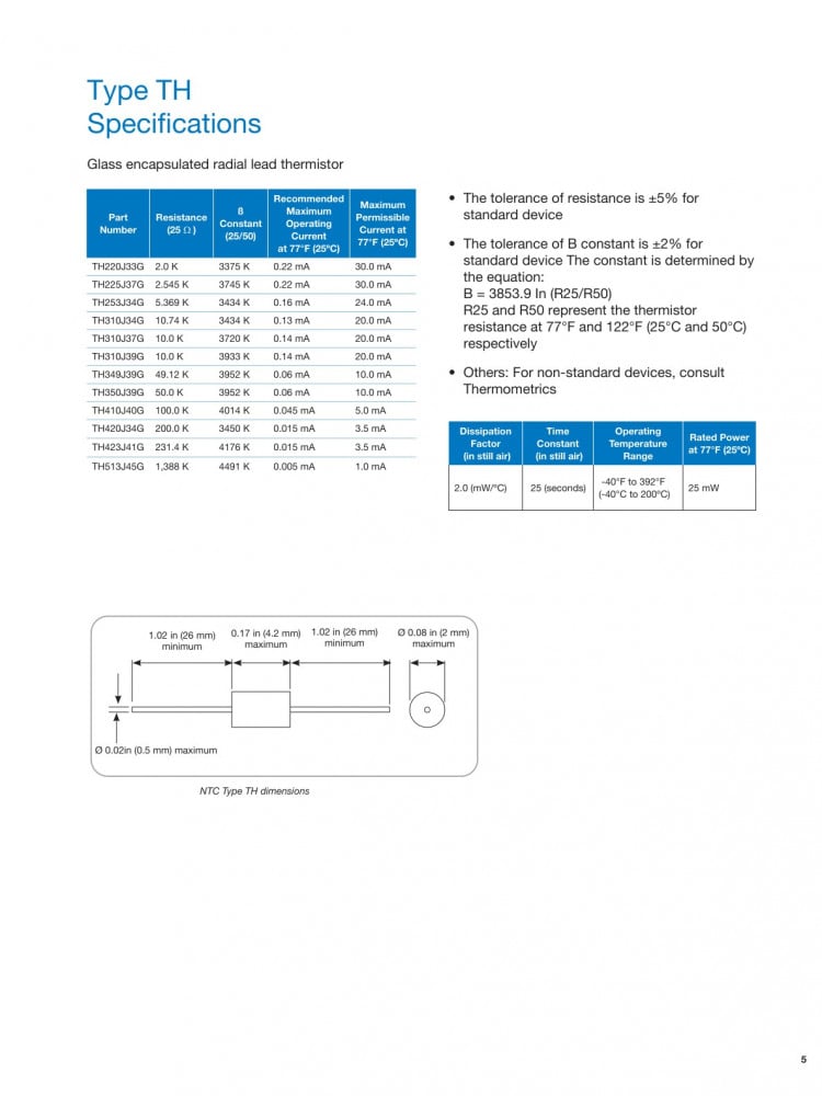 Amphenol thermistor documentation page 5