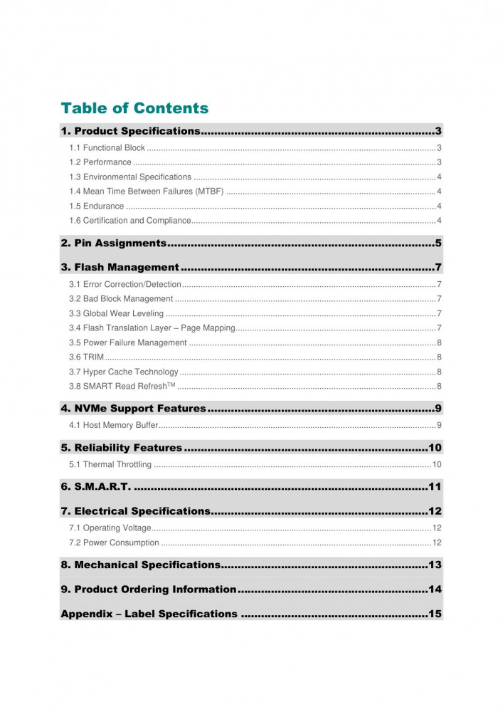 Product specification document page 3