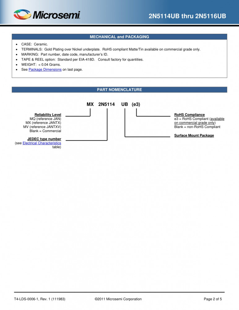 MV2N5115UB datasheet page 2